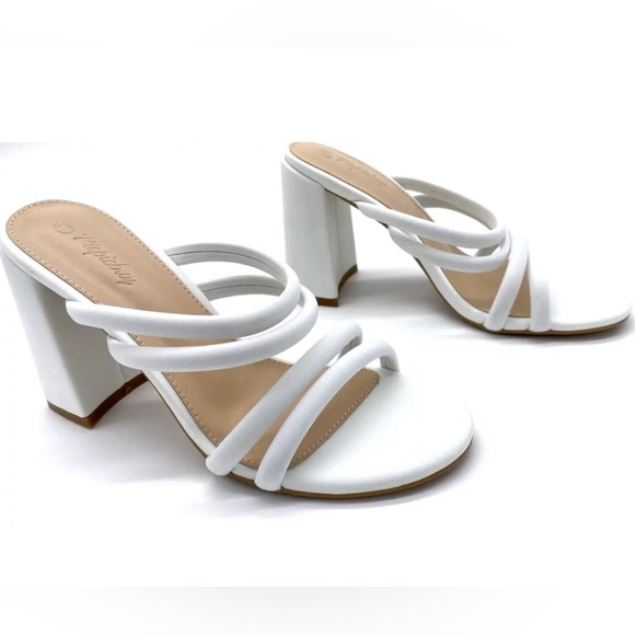 Piepiebuy | Shoes | Womens Open Toe White Heel Sandals Slingback Dress ...